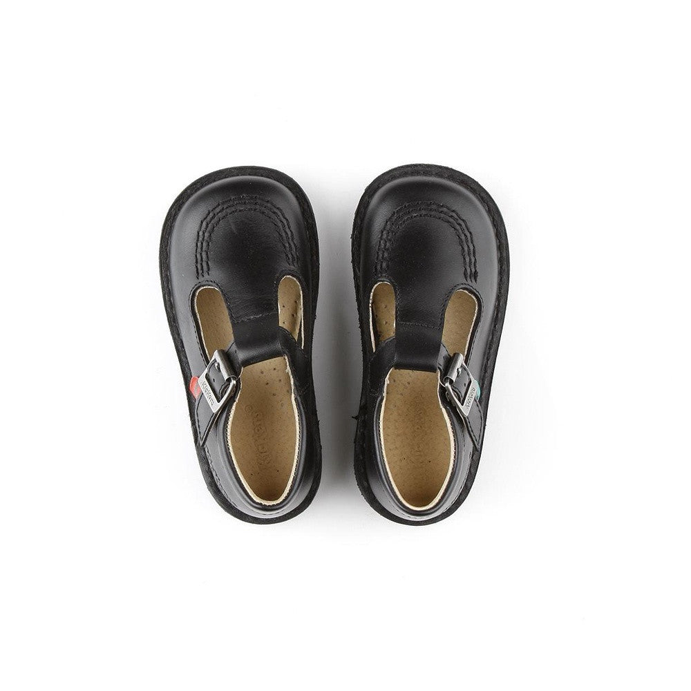 Kickers Kick-T Classic Buckle T-bar School Shoes - Black Leather ...